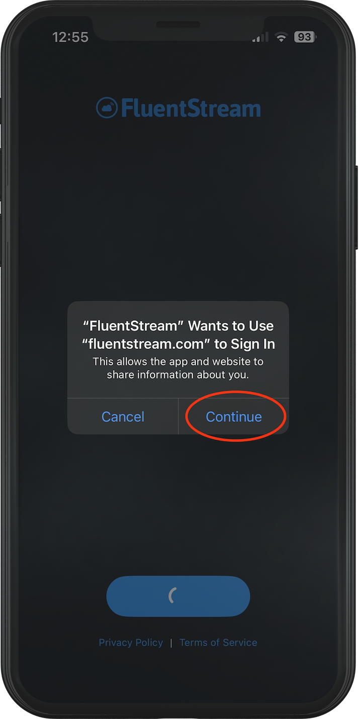 FluentStream Mobile Application on IOS