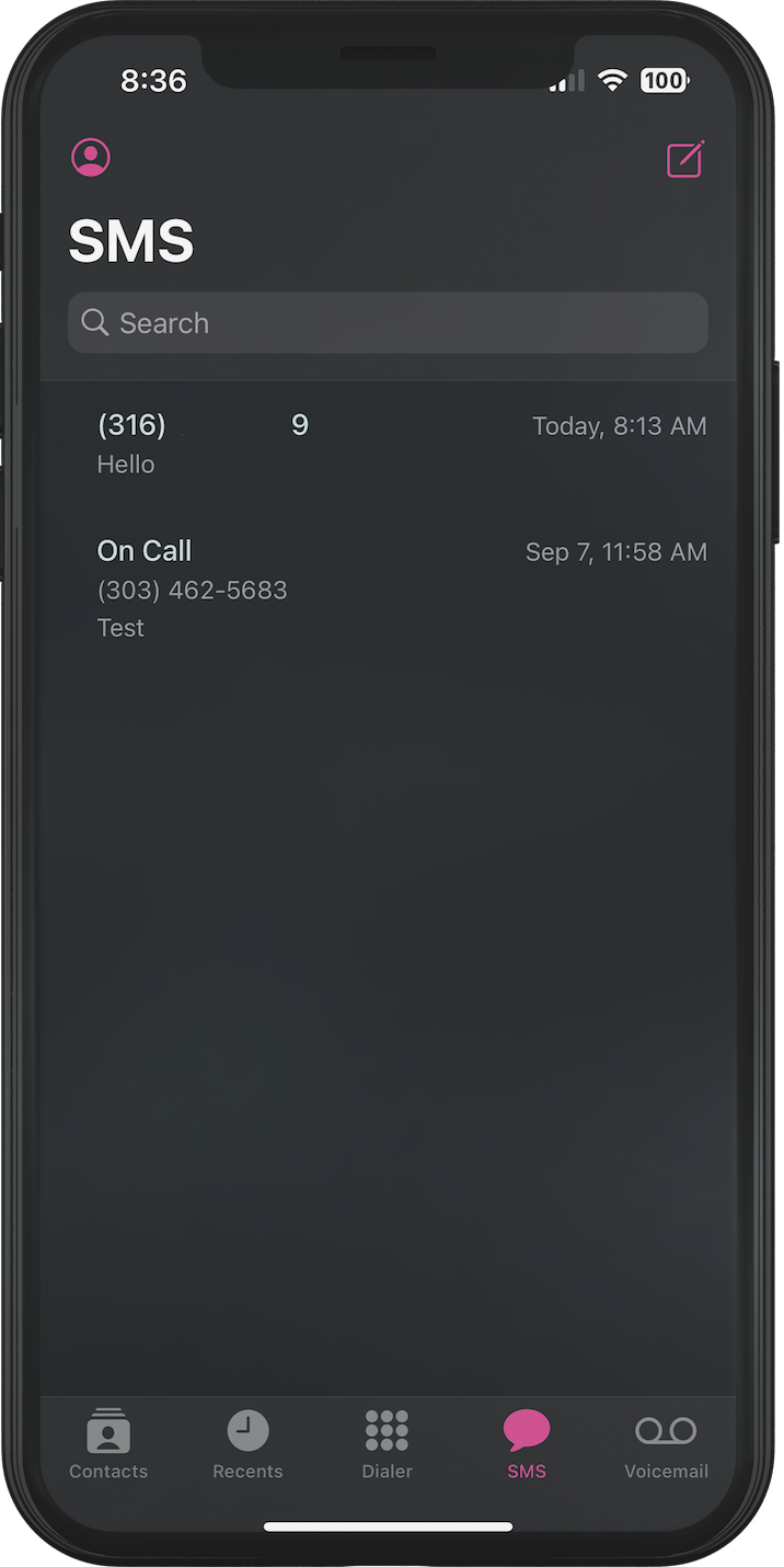 SMS in the FluentCloud Mobile Application on IOS
