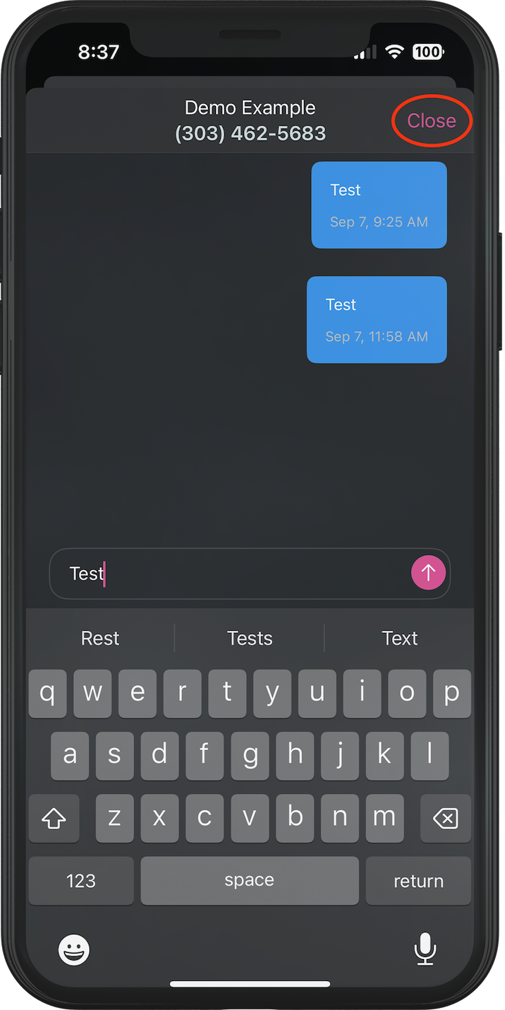SMS in the FluentCloud Mobile Application on IOS