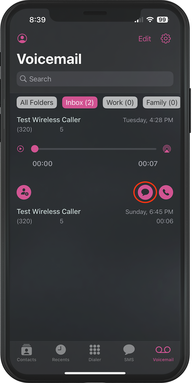 SMS in the FluentCloud Mobile Application on IOS
