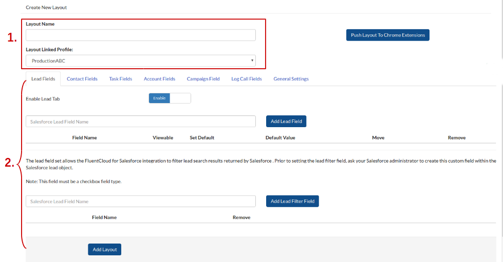 Creating a Layout for SalesForce in the My.FluentCloud Portal
