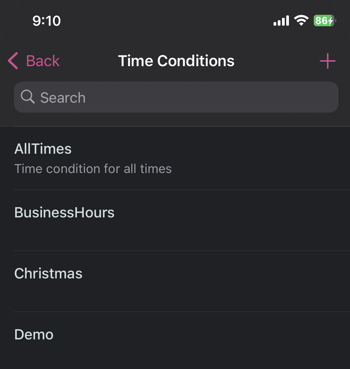 Creating and Removing Time Conditions in the FluentCloud Admin App