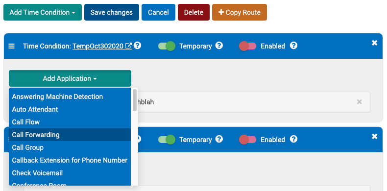 How to set up Call Forwarding in a Route